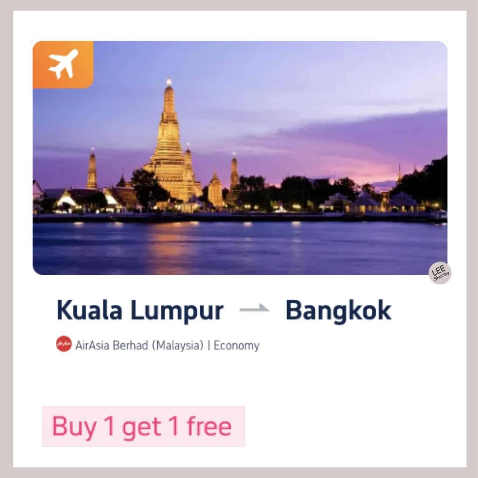 飞往Bangkok/Phuket /Krabi 机票Buy 1 Free 1！ – LEESHARING