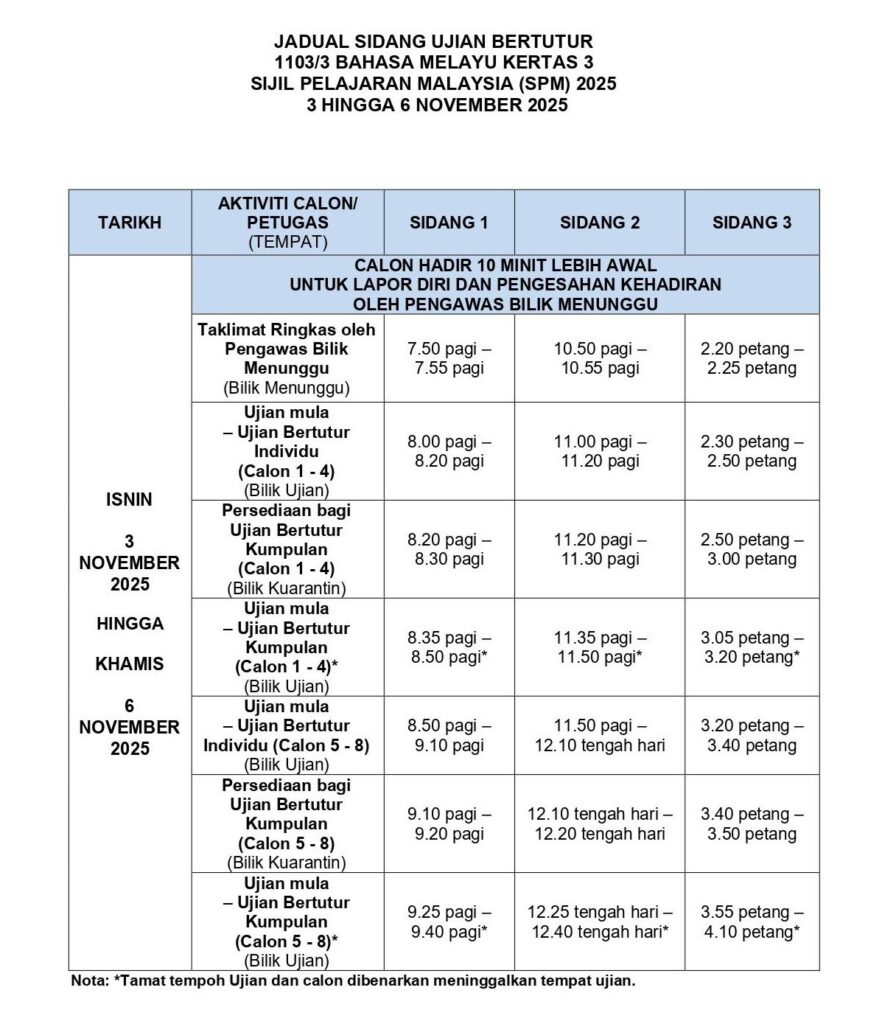 2025 SPM 考试完整时间表出炉啦！11月25日至12月23日进行！ – LEESHARING
