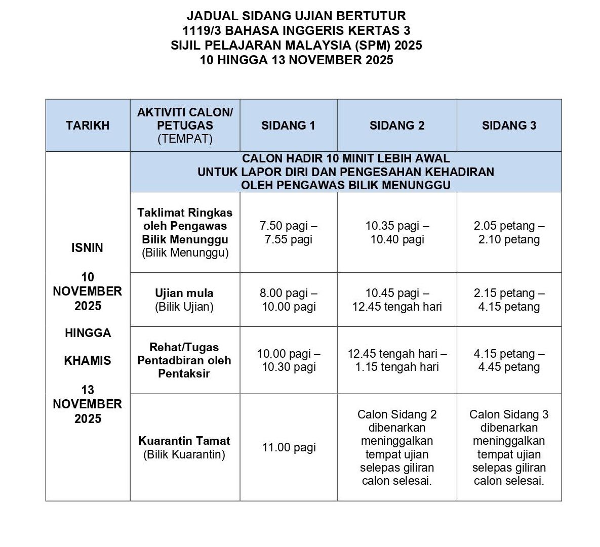2025 SPM 考试完整时间表出炉啦！11月25日至12月23日进行！ – LEESHARING