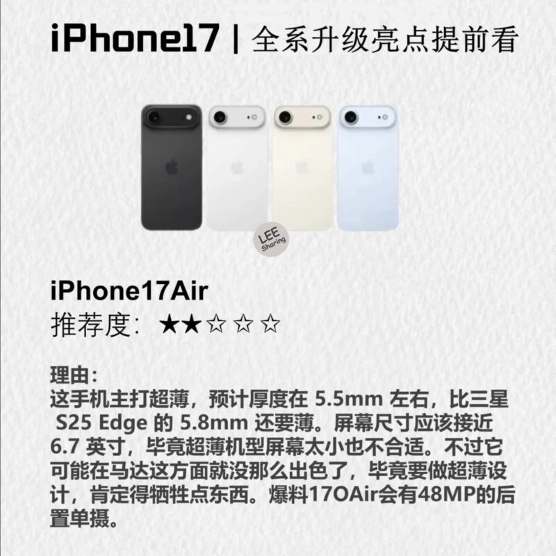iPhone 17 全系升级亮点提前看！预计9月9日正式发布！ – LEESHARING